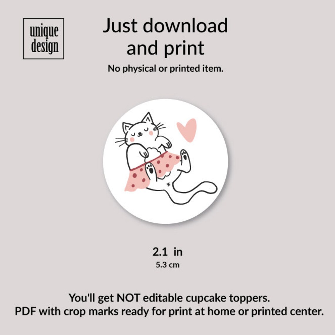 Pink Cat Cupcake Toppers, Princess Birthday Party (printable) - Etsy
