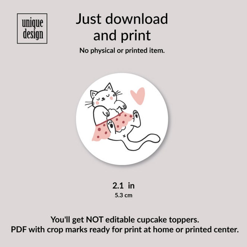 Pink Cat Cupcake Toppers, Princess Birthday Party (printable) - Etsy