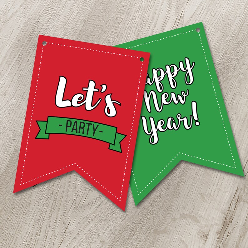 Printed Party Banner, New Year, Christmas, Holiday, Garland, Party ...