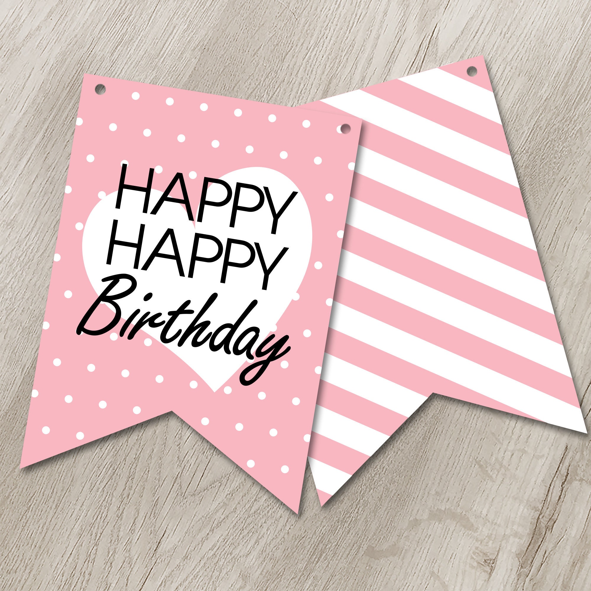 Pink & Light Banner, Pastel Flags, Bear, Happy Birthday, Holiday Decor ...