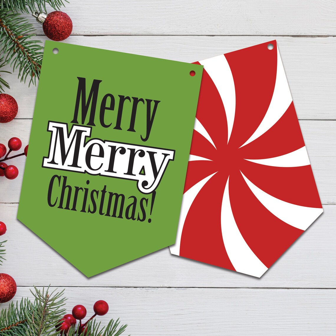 Red & Green Merry Christmas Banner, Grinch Banner, PRINTABLE, Merry ...