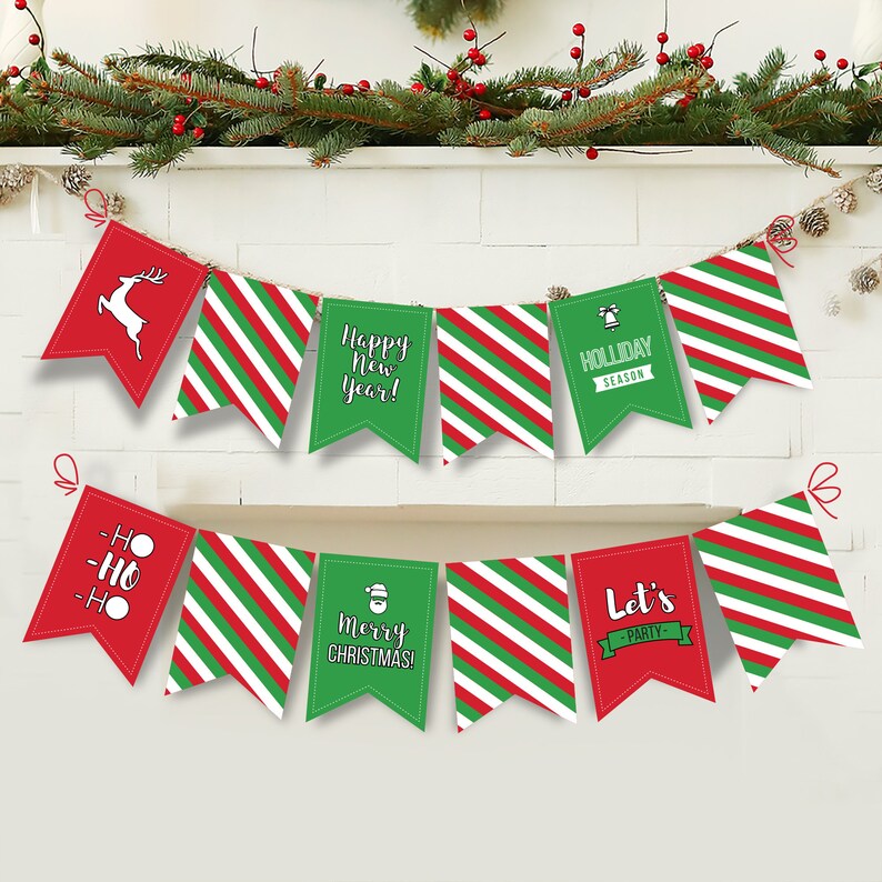 Printed Party Banner, New Year, Christmas, Holiday, Garland, Party ...