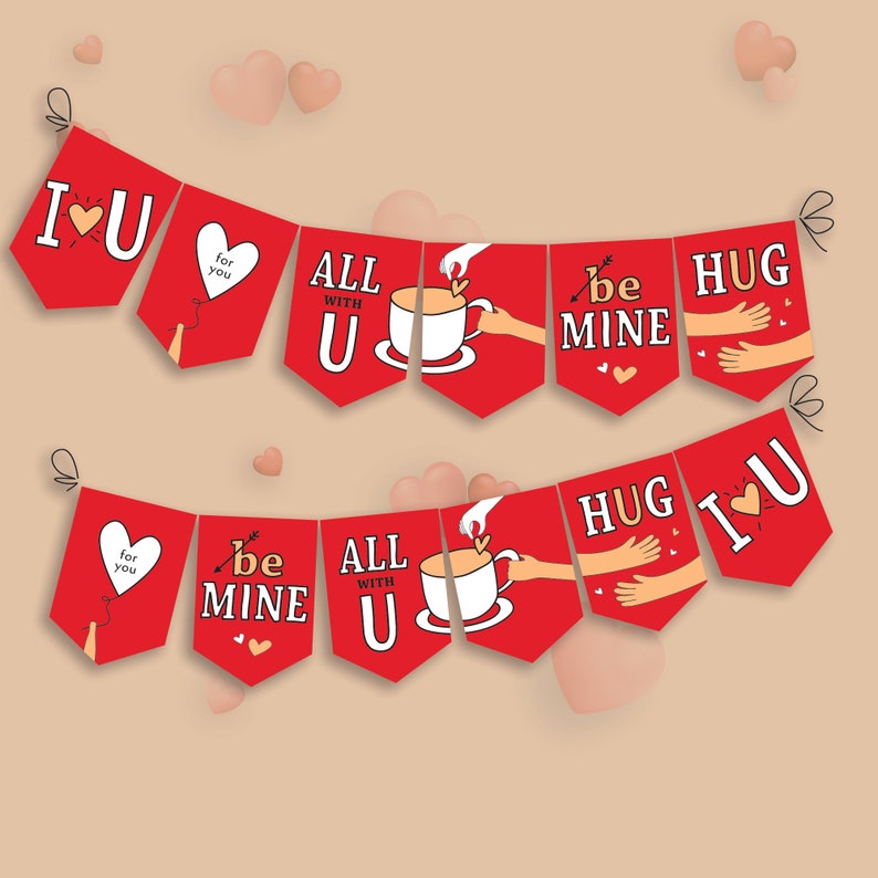 Love Banner, Valentines Day Decor,pop Art, Red, Style, White, Sweet ...