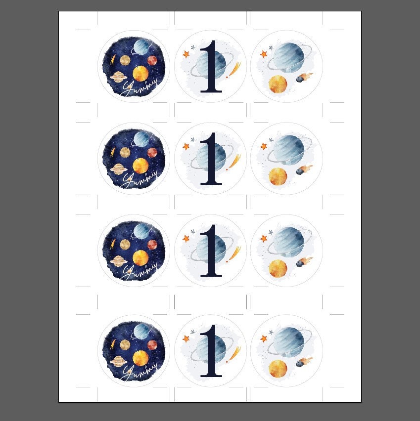 Outer Space Birthday Cupcake Toppers First Trip Around the Sun Favor ...