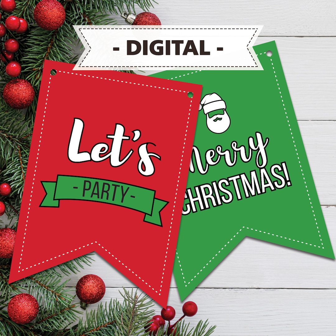 Printable Banner, Digital, New Year, Christmas, Holiday, Party Banner ...