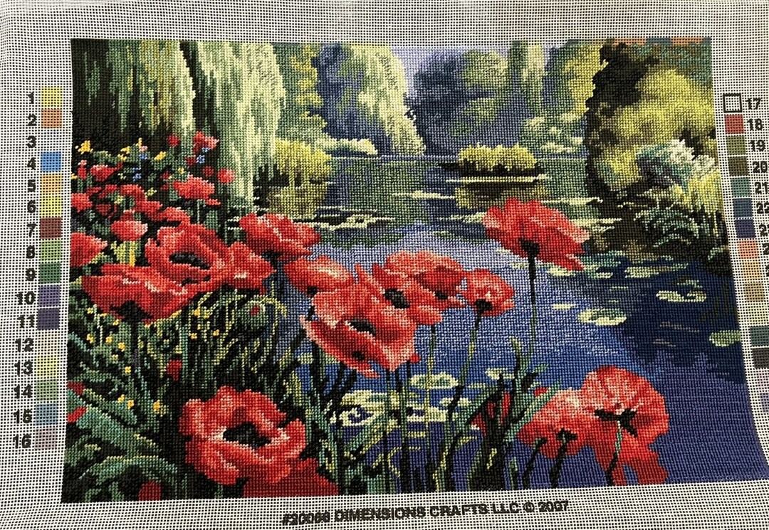 Completed Dimensions Needlepoint Lakeside Poppies - Etsy