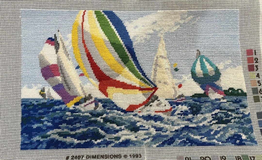 Completed Dimensions Needlepoint Sailboat, Summer Sailing - Etsy