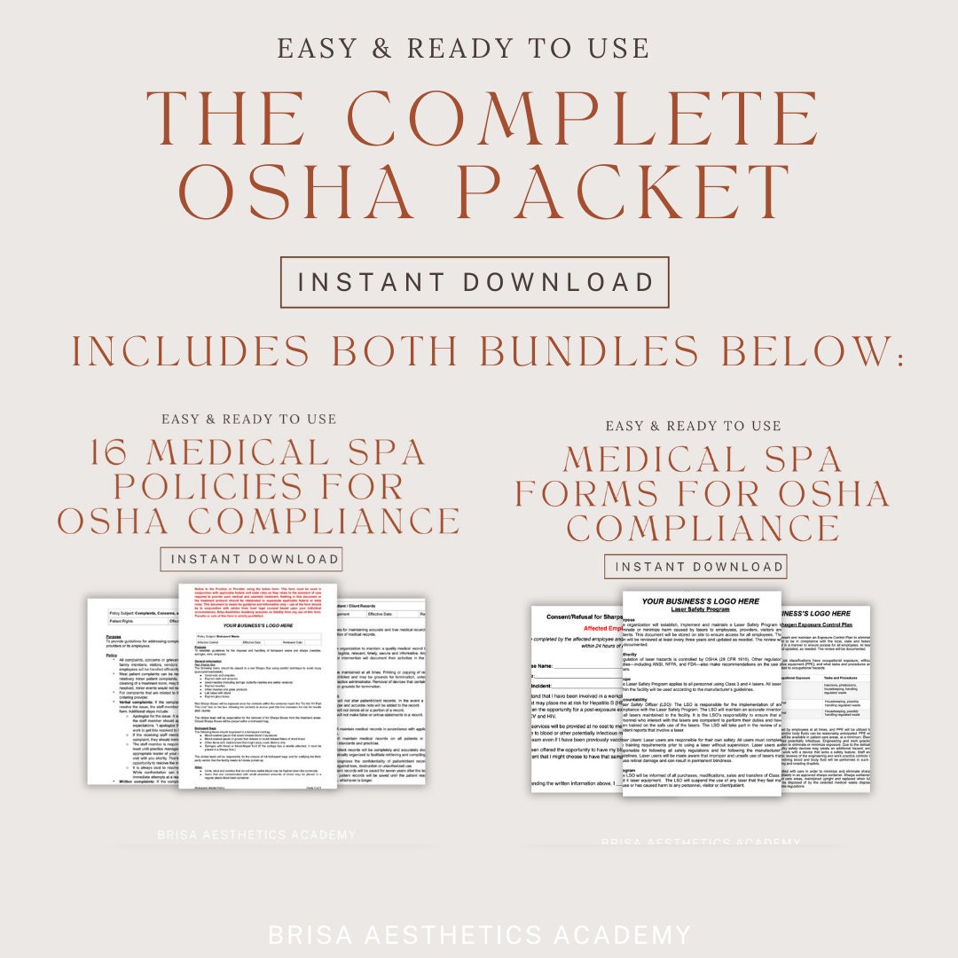 The Complete Bundle of OSHA Compliance Forms Plans Policies and ...