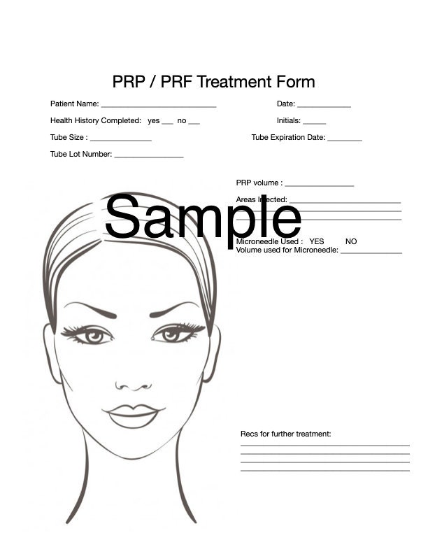 PRP / PRF Treatment Form Platelet Rich Plasma Platelet Rich Fibrin ...