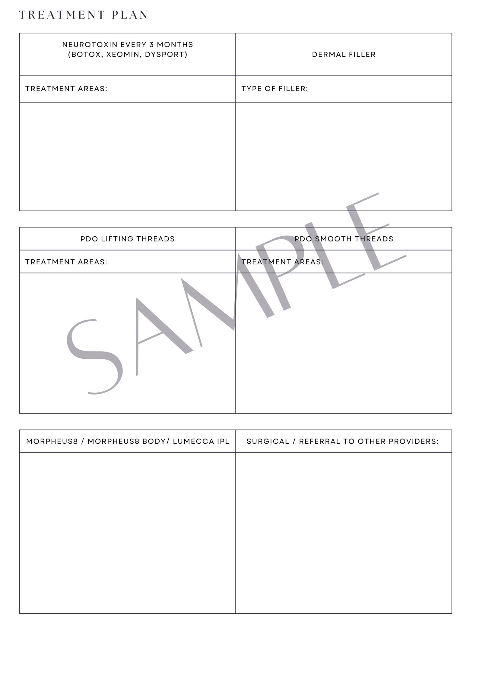 Medical Spa Client Treatment Plan, Customizable Consult Form (PDF) - Etsy