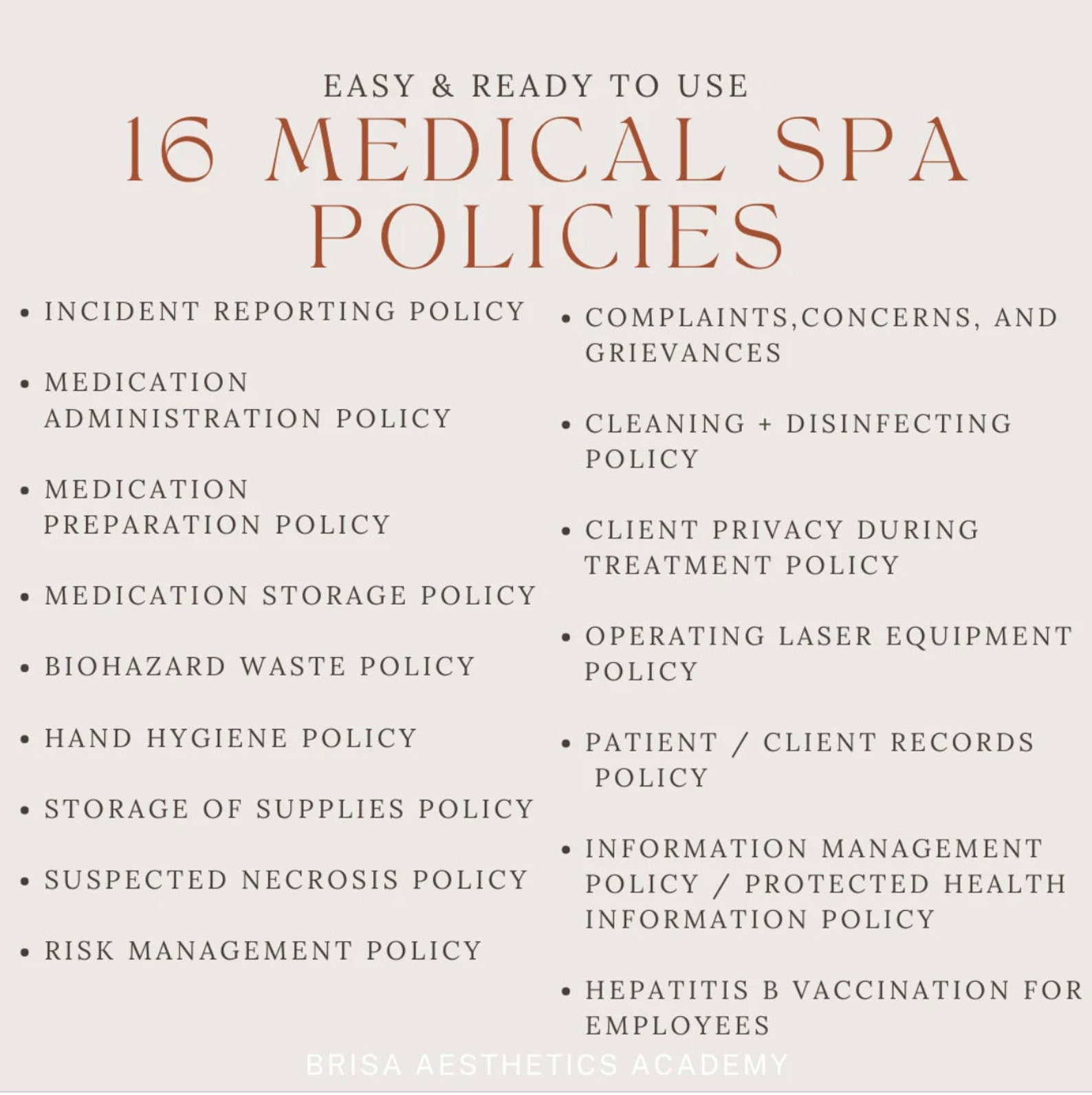 Medical Spa OSHA Compliance Forms & Policies – Customizable Bundle ...