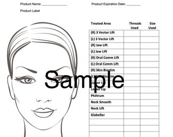 Consult Sheet for Medical Spa Aesthetic Injector With Calendar, Area ...