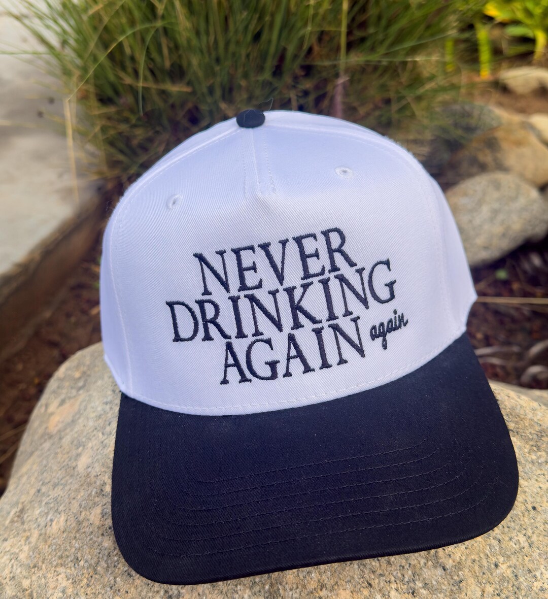 Never Drinking Again Embroidered Two Toned Vintage Canvas Hat. - Etsy