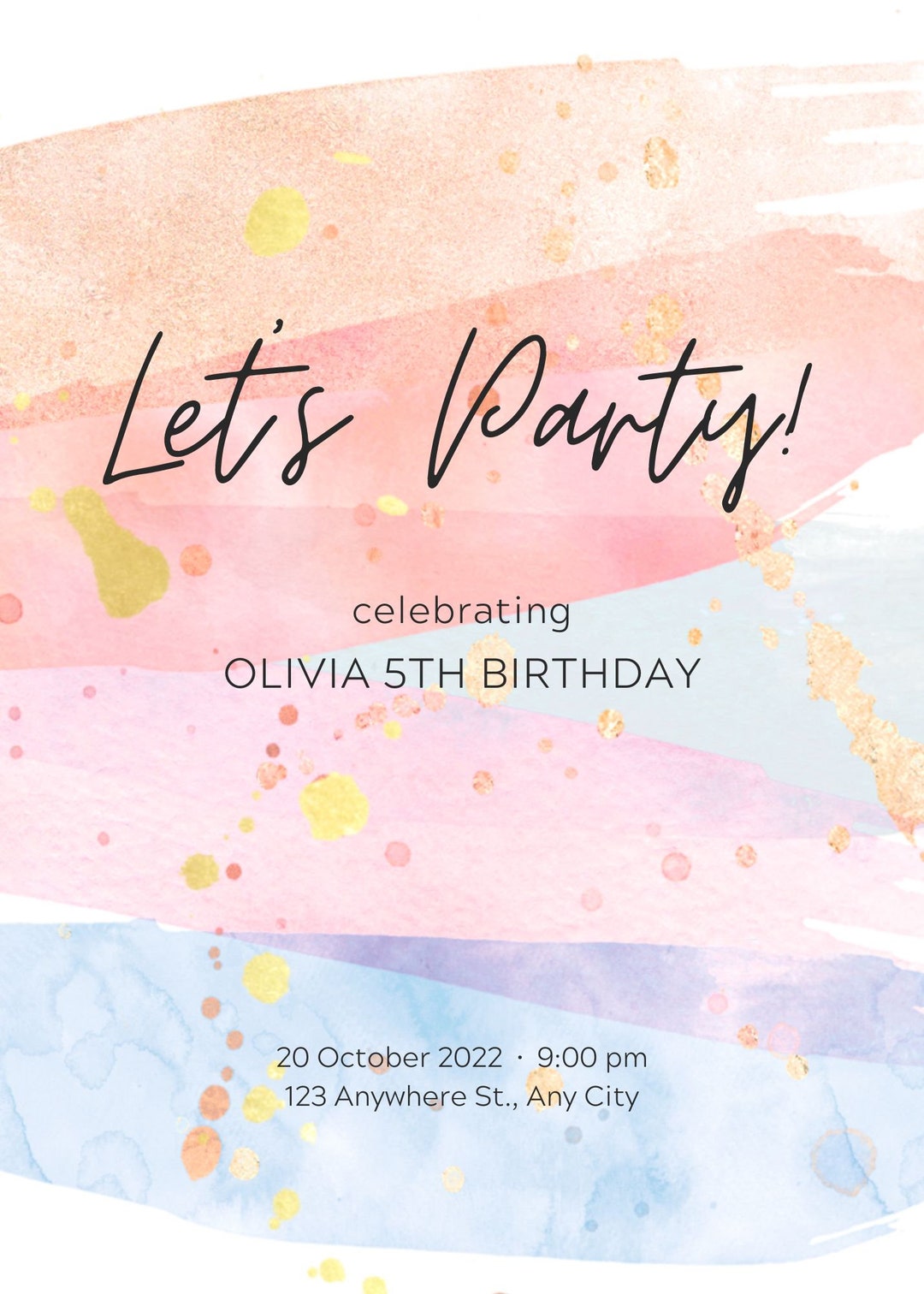 Rainbow Pastel Birthday Invitation Editable Birthday Template - Etsy