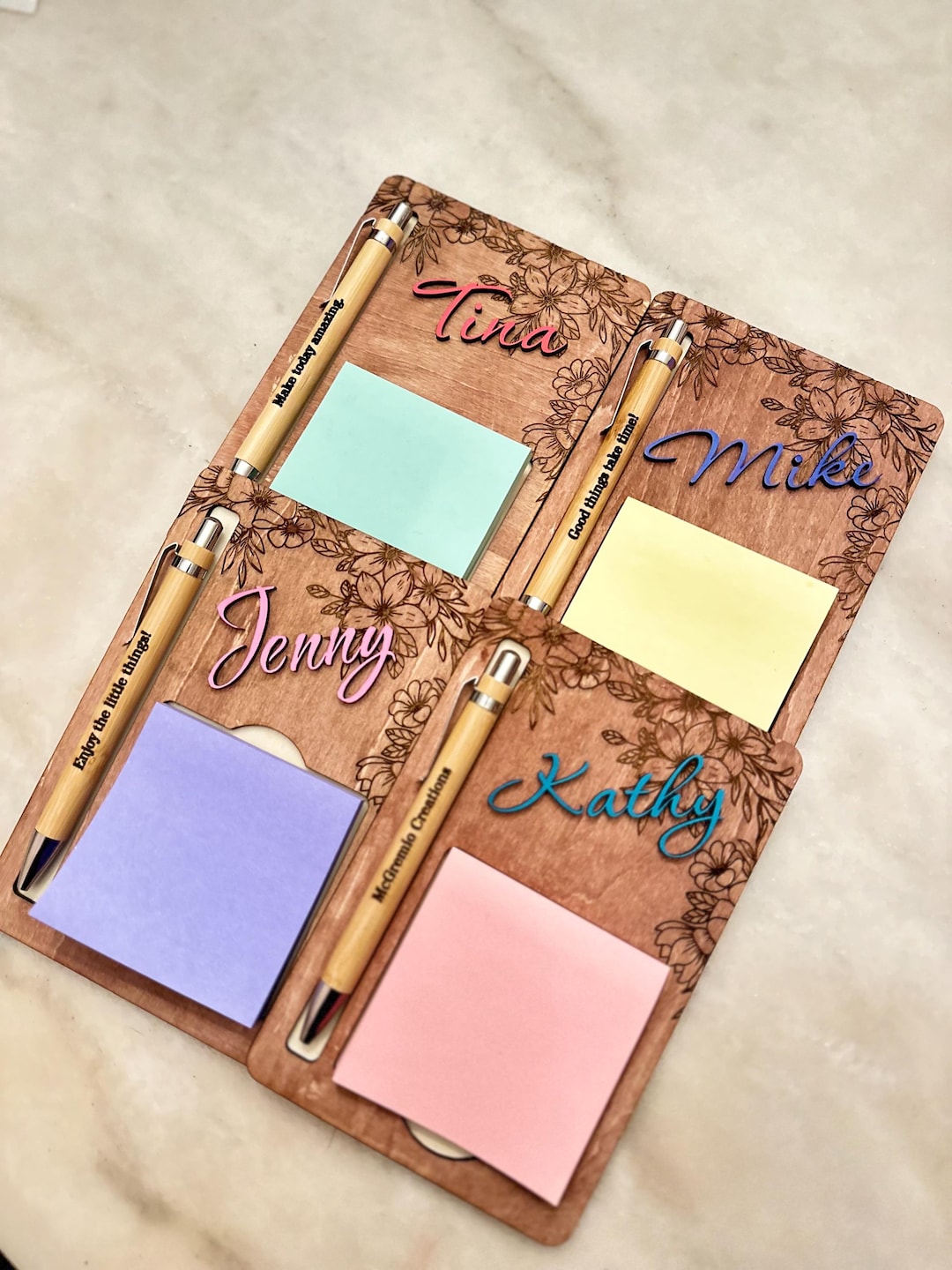 Personalized Sticky Note & Pen Holder – Custom Desk Organizer, Office ...