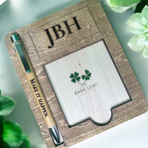 Personalized Wood Sticky Note & Pen Holder – Custom Engraved Desk ...