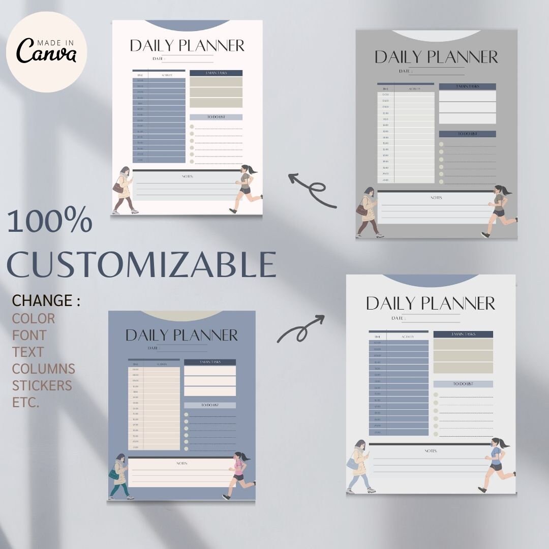 Daily Planner 2024 Digital Printable Planner Canva - Etsy