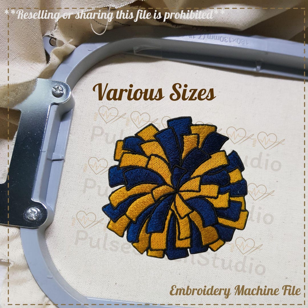 Pom Pom Embroidery Design- Cheerleading Pom Pom, Embroidery Digital ...