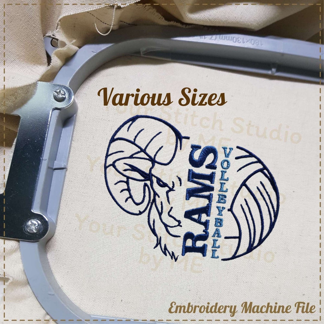 Ram Volleyball Embroidery Design Mascot School, Embroidery Digital File ...