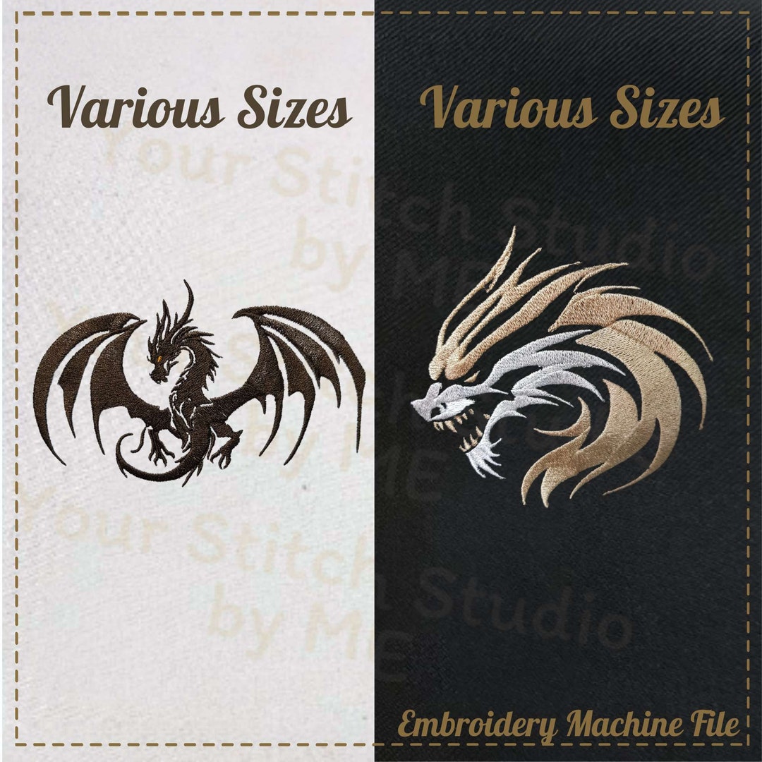 Dragon Set Embroidery Digital File for Embroidery Machine - 6 Sizes ...