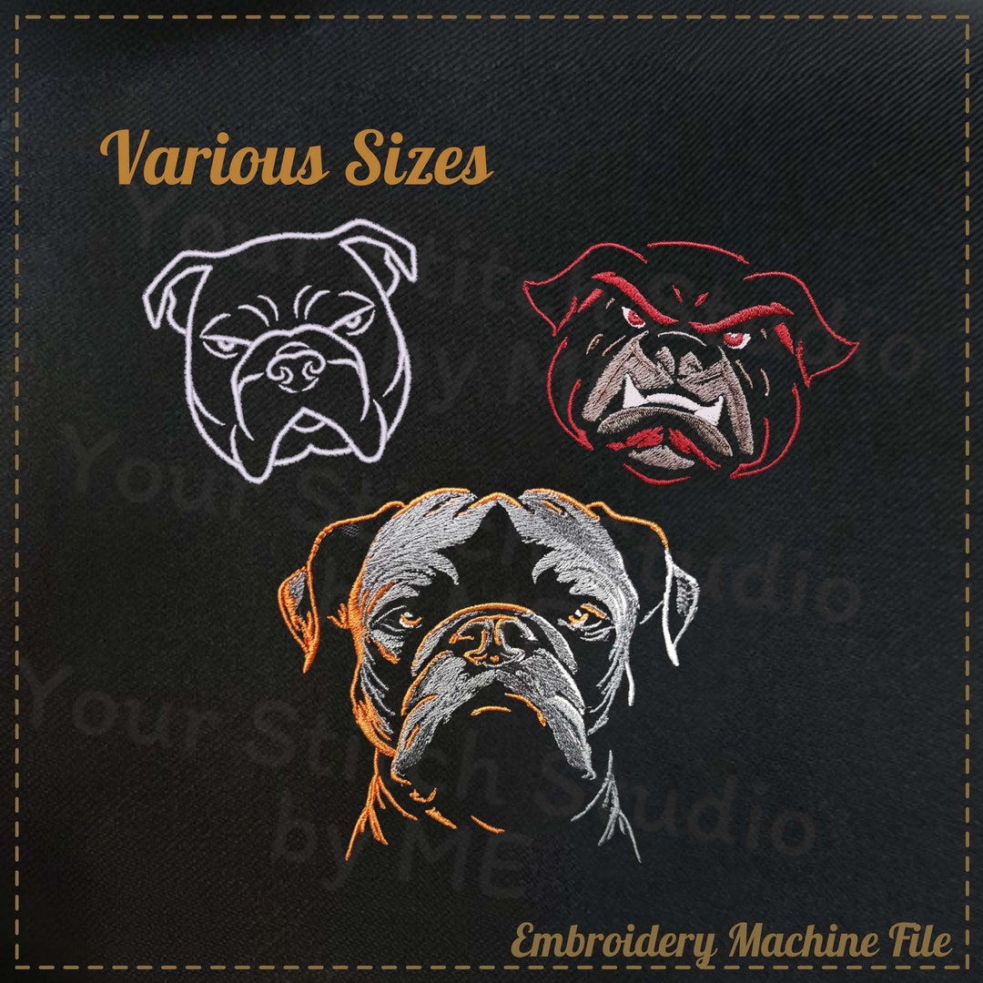 Bulldog Embroidery Design SET- Dog Embroidery Digital File for ...