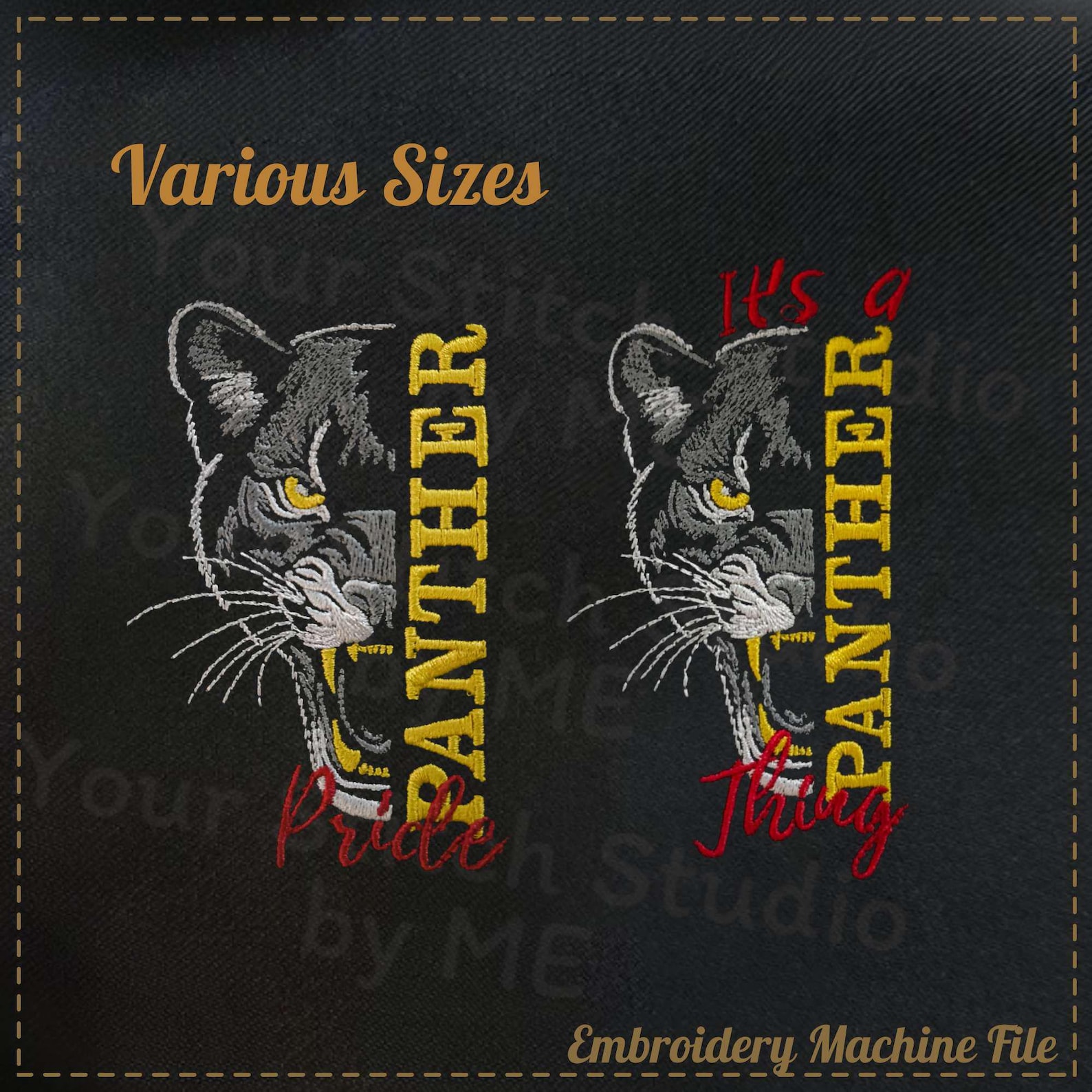 Panther Embroidery Design Set- Mascot School, Embroidery Digital File ...