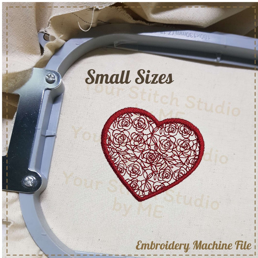 Heart Embroidery- Rose Heart-digital File No.4 for Embroidery Machine ...