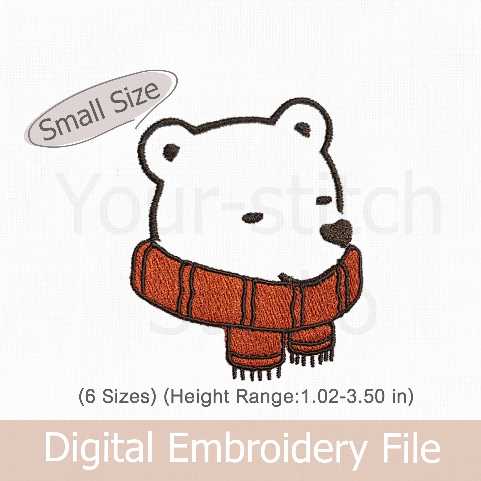Cute Bear- Mini Bear Embroidery With Scarf -digital File for Embroidery ...