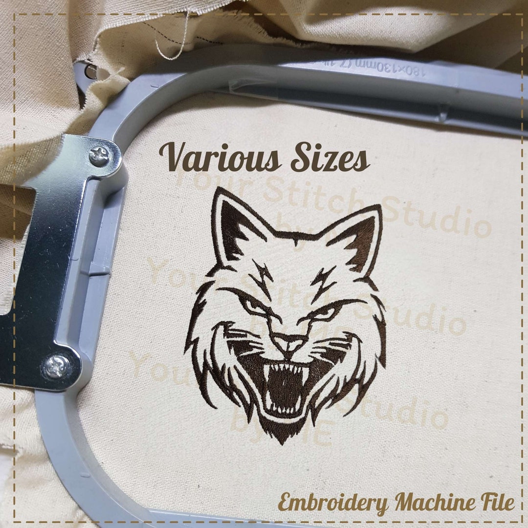 Wildcat Outline Embroidery Design- Mascot School, Embroidery Digital ...