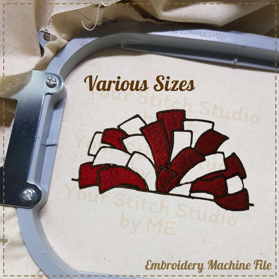 Pom Pom Split Embroidery Design- Cheerleading Pom Pom, Embroidery ...
