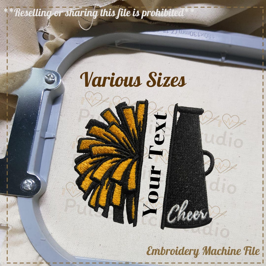 Pom Pom Embroidery Design- Cheerleading Pom Pom, Embroidery Digital ...