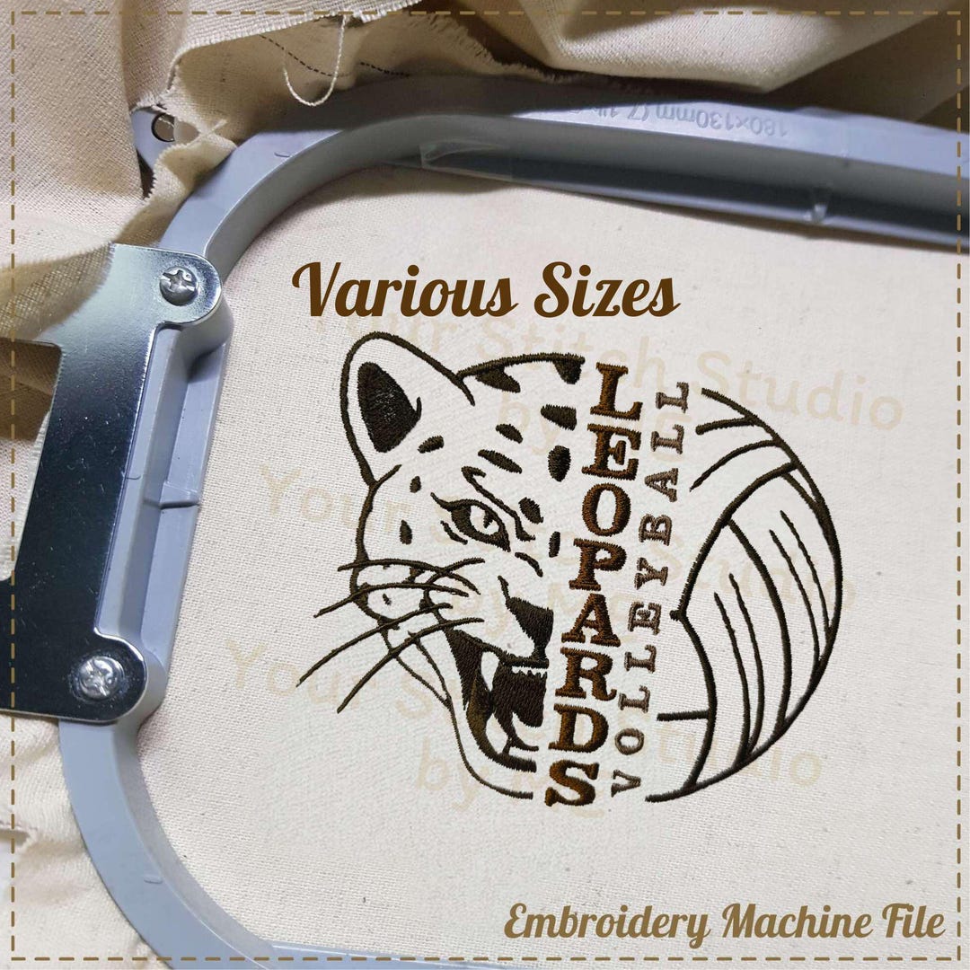 Leopards Volleyball Embroidery Design- Mascot School, Embroidery ...