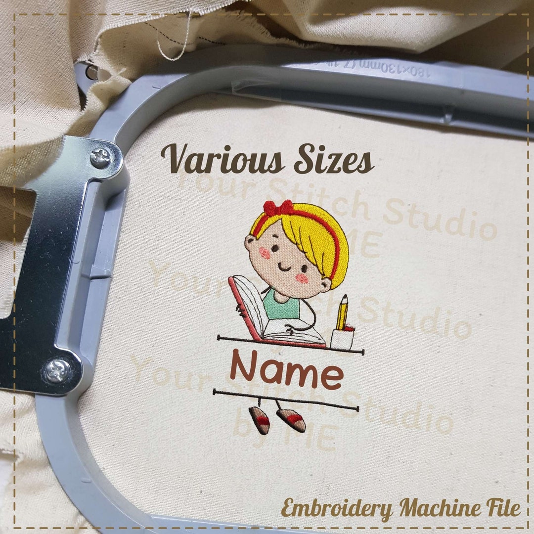 Back to School Split School Girl Embroidery Design Embroidery Digital ...