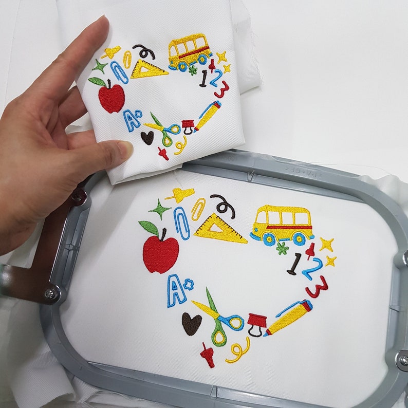 Back to School Embroidery Design, Heart Embroidery Digital File for ...