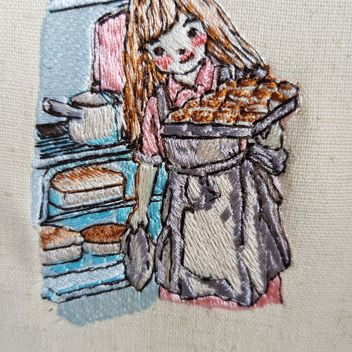 Girl and Baking Embroidery Design - Bakery Embroidery No.02 -digital ...