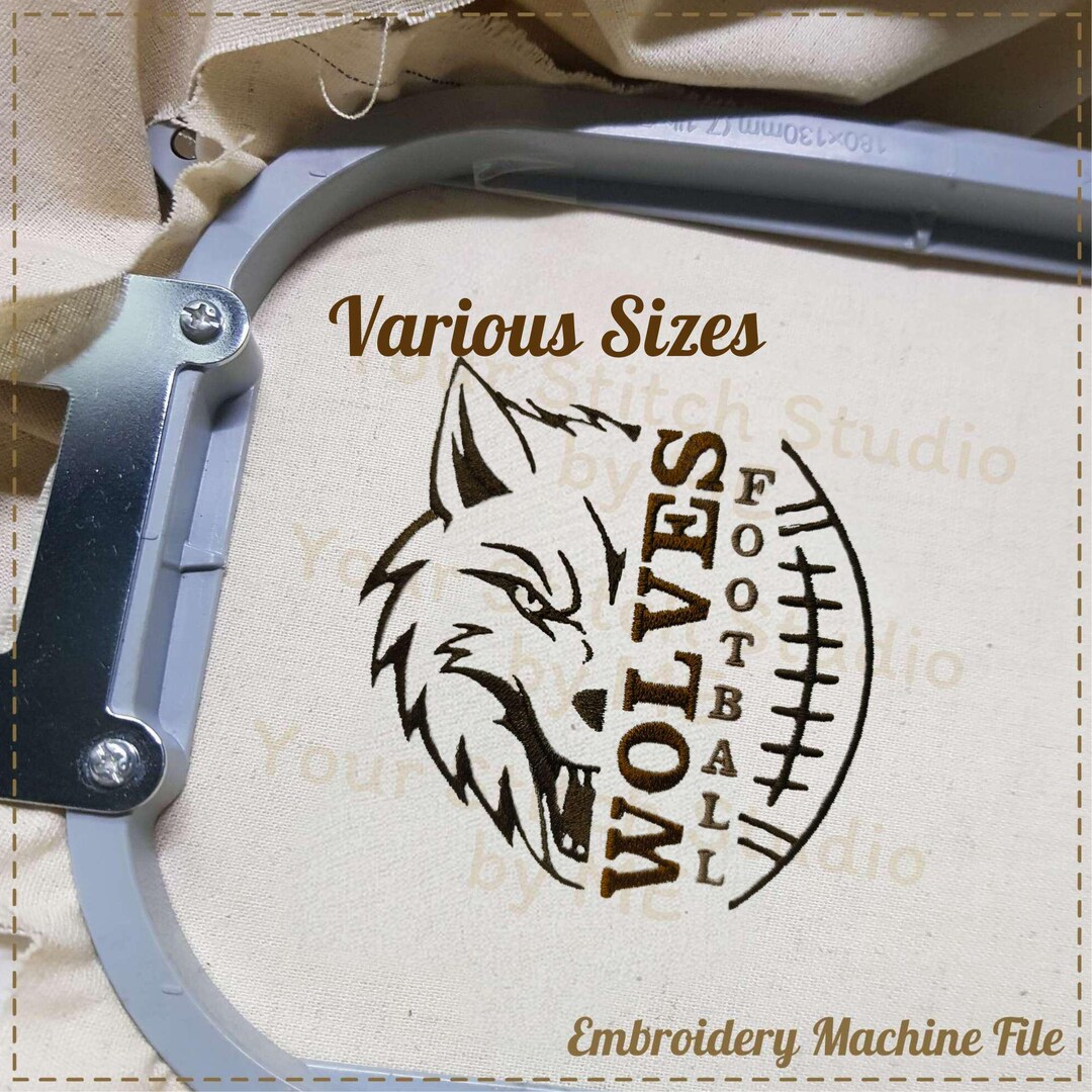 Wolves Football Embroidery Design- Mascot School, Embroidery Digital ...