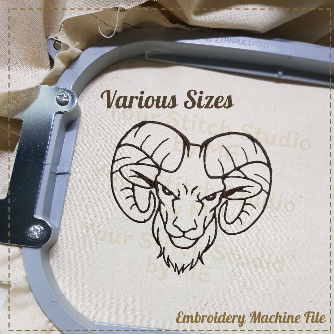 Ram Outline Embroidery Design- Mascot School, Embroidery Digital File ...