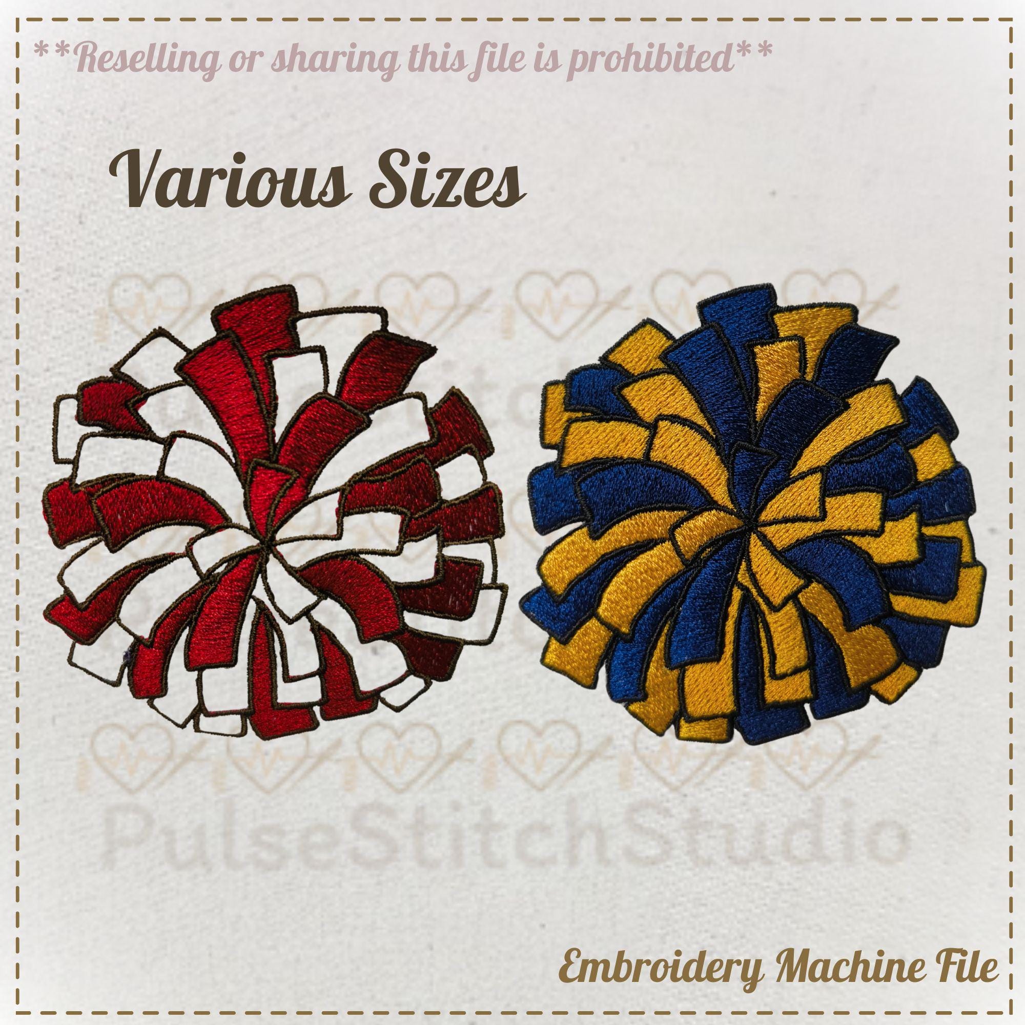 Pom Pom Embroidery Design- Cheerleading Pom Pom, Embroidery Digital ...