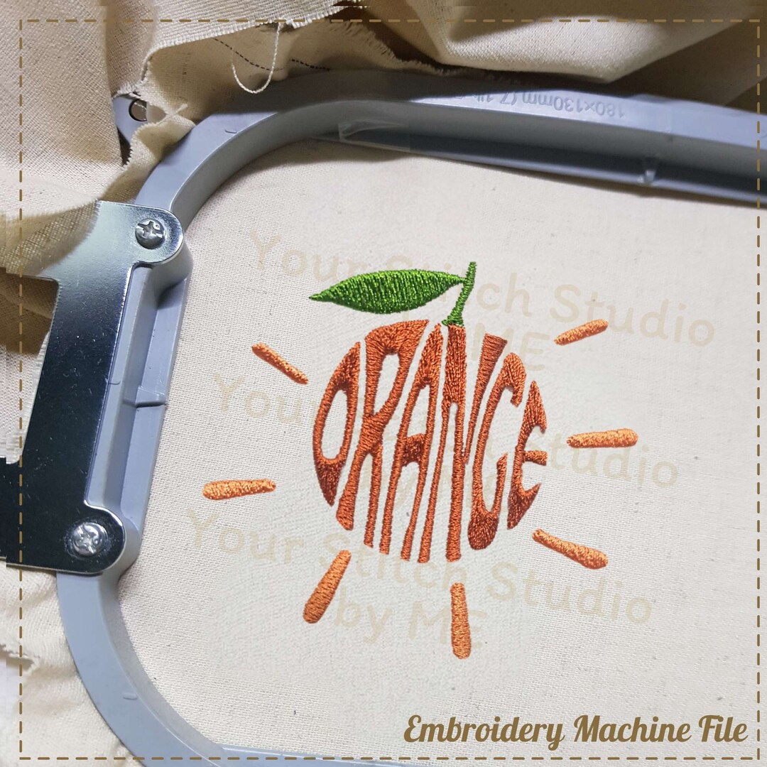 Orange Embroidery Design Words in Shape digital File for Embroidery ...