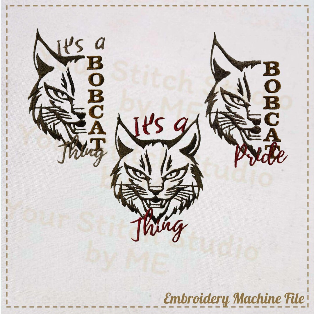 Bobcat Set Embroidery Design- Mascot School, Embroidery Digital File ...