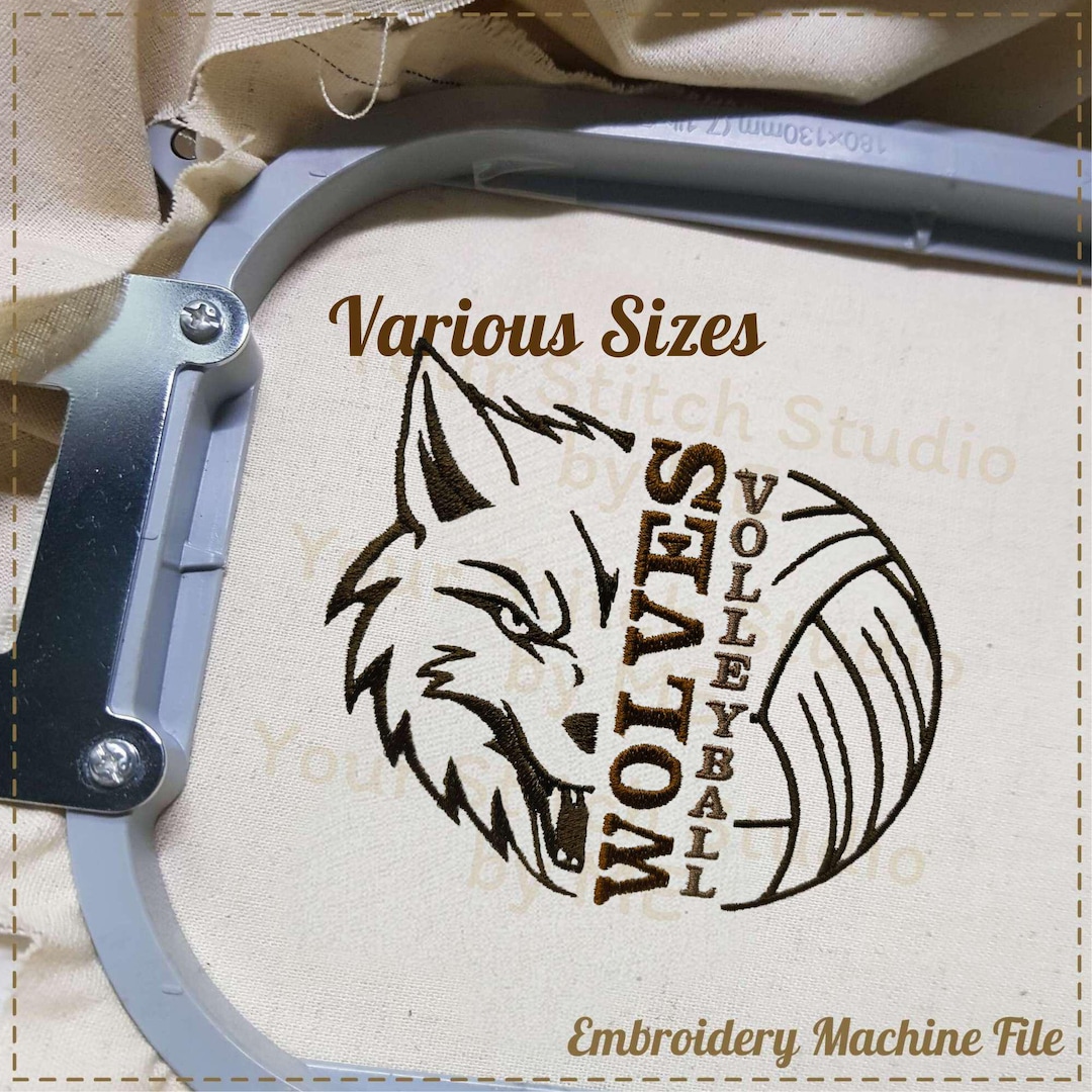 Wolf Volleyball Embroidery Design Mascot School, Embroidery Digital ...