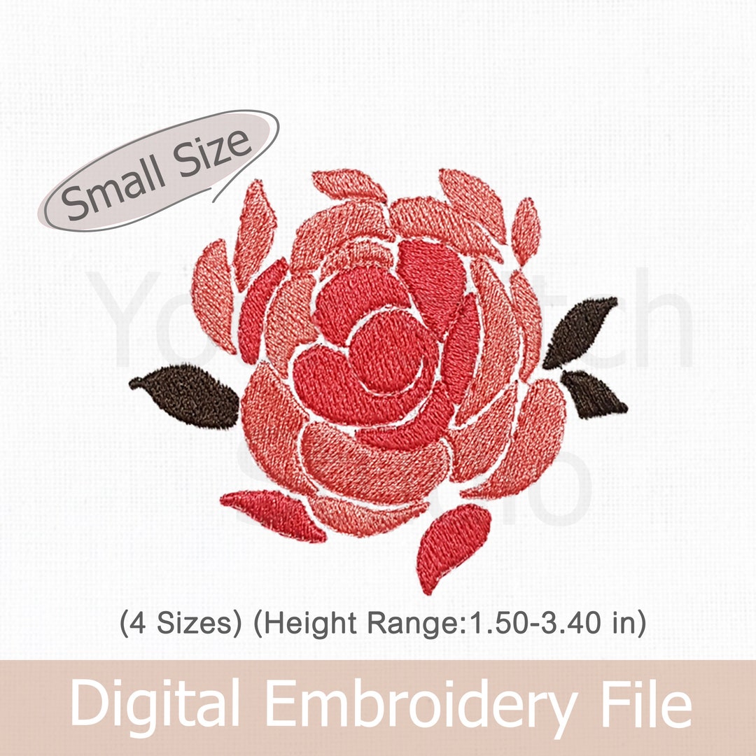Rose Embroidery Mini Flower digital File No.1 for Embroidery Machine, 4 ...