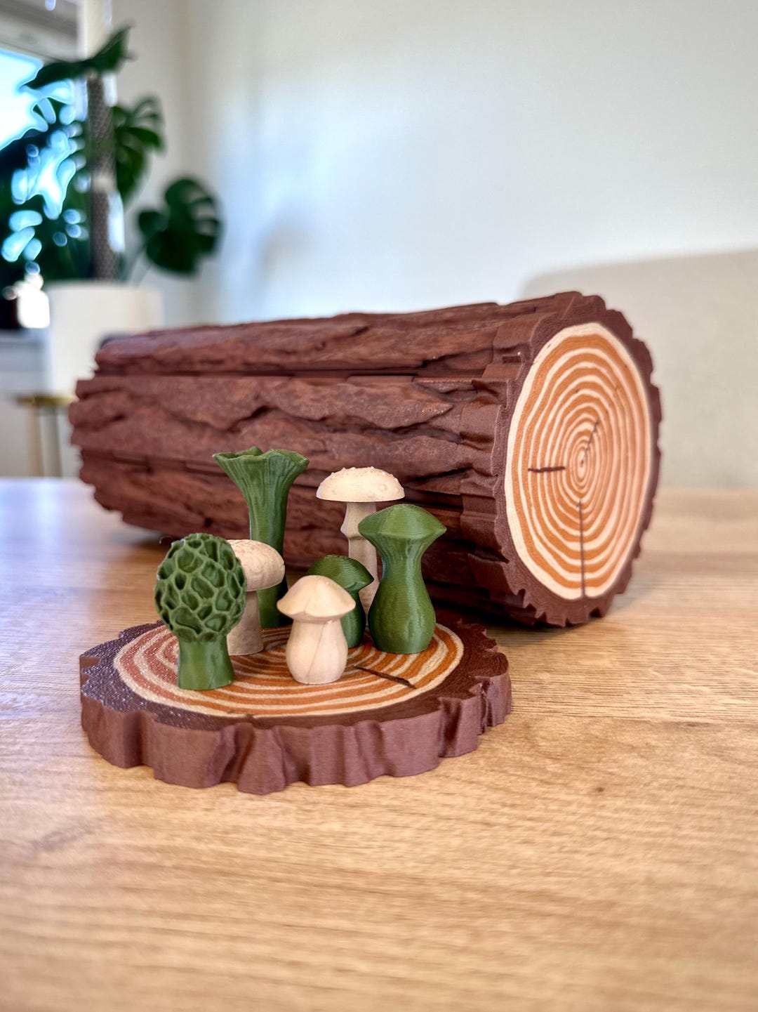 Forest Chess Set: Mushroom Pieces, 3D Printed Roll-up Log Board - Etsy