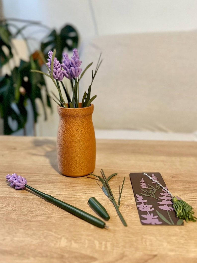 Lavender Flower Pens Set: 3D Printed Desk Decor With Pot and Bookmarks ...