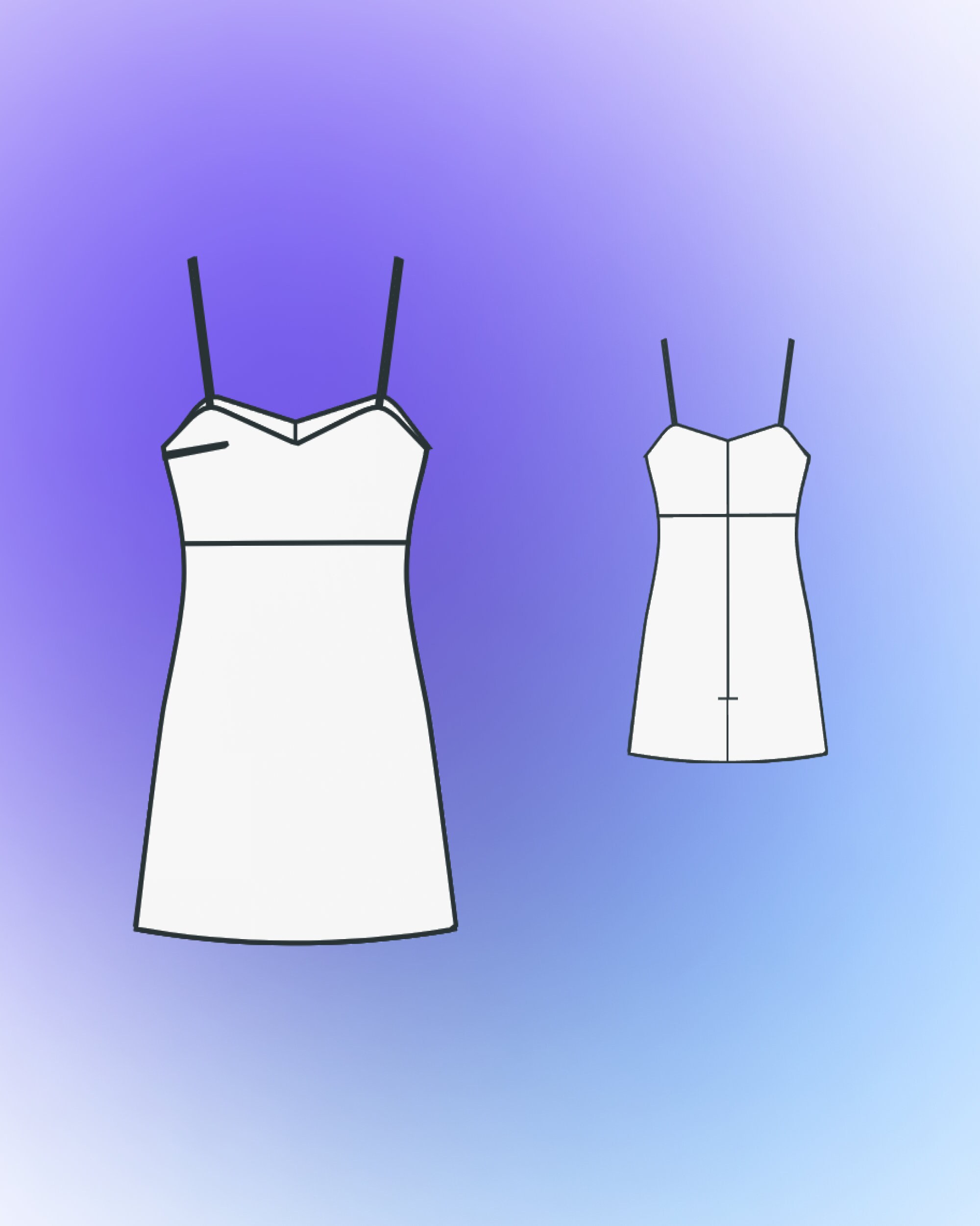 A-line Dress Sewing Pattern | Formal Strap Dress Digital Pattern | Plus ...