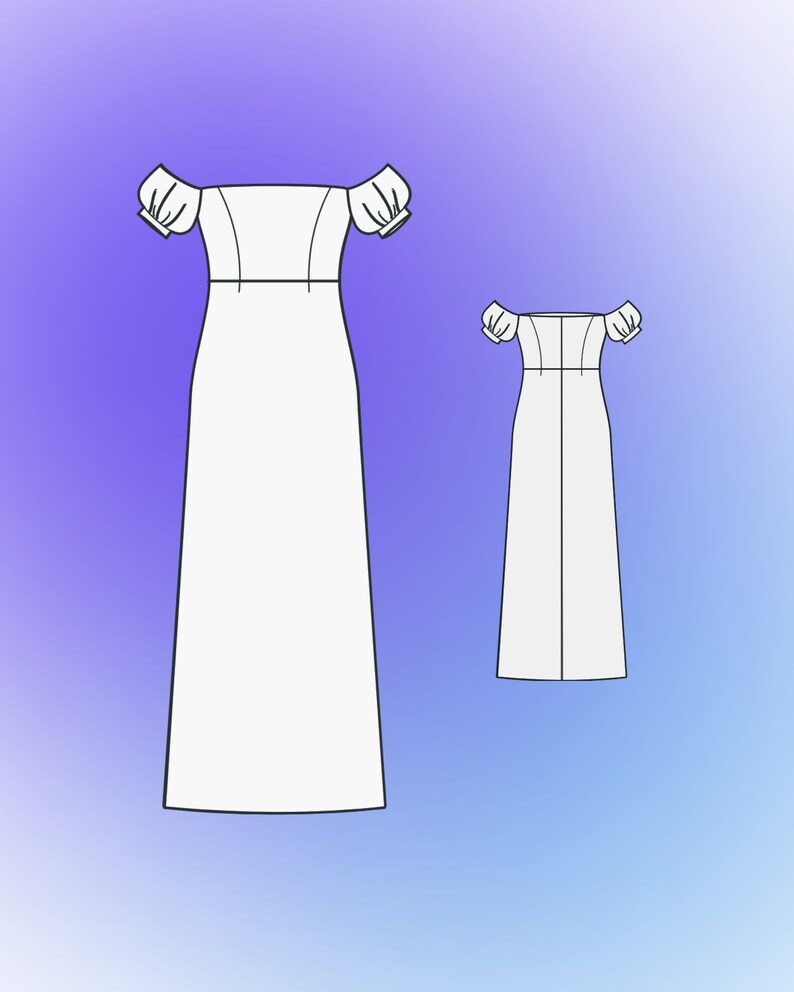 Off Shoulder Formal Dress Sewing Pattern Evening Dress Sewing Tutorial ...