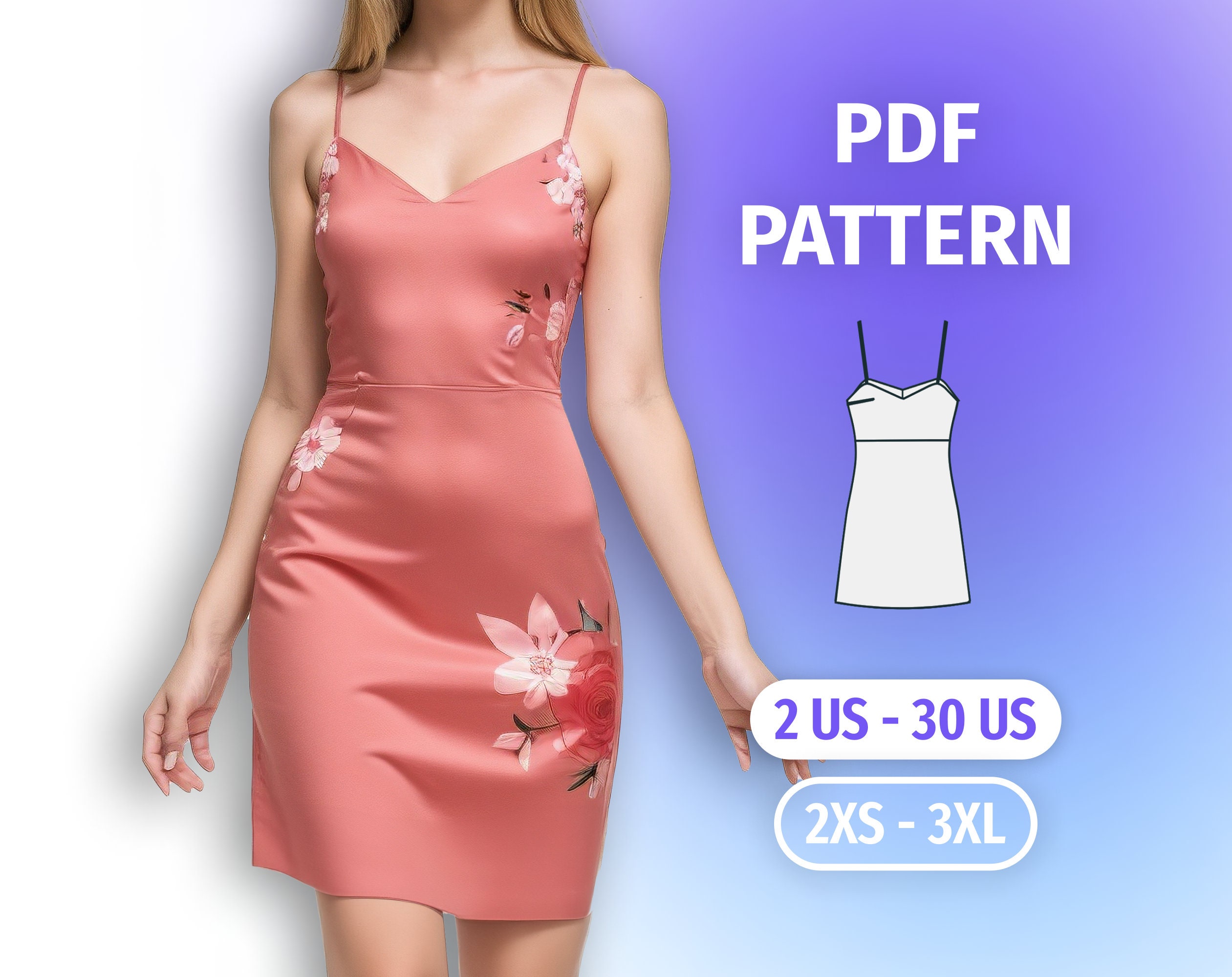 A-line Dress Sewing Pattern Formal Strap Dress Digital Pattern Plus ...
