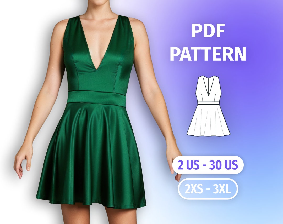 Sleeveless V Neck Dress Sewing Pattern, Modern Winter Cotton Dress ...