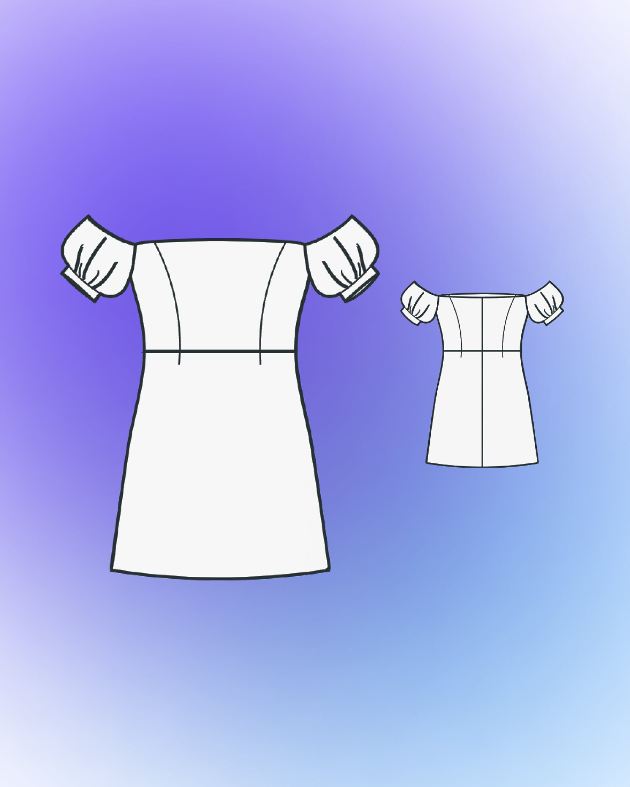 Off Shoulder Dress Pattern PDF • Elegant Dress Sewing Tutorial With Short Sleeves • Plus Size ...