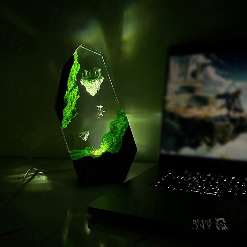 TOTK Link and Sky Islands Night Light Resin Wood Gamers Desk Decor ...
